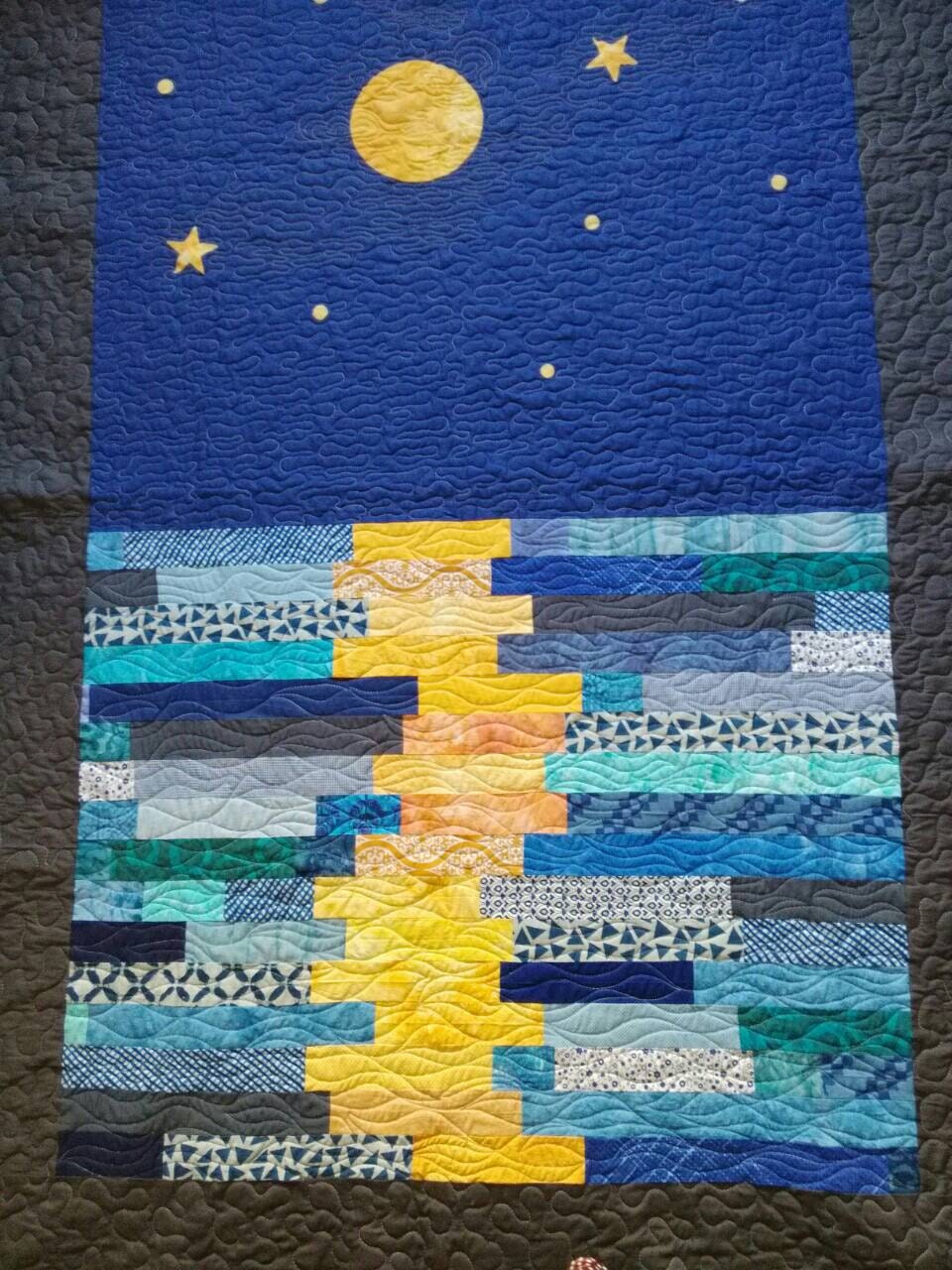 Moon Reflection Quilt Stary Night Quilt Blue Ocean Quilt - Etsy Canada