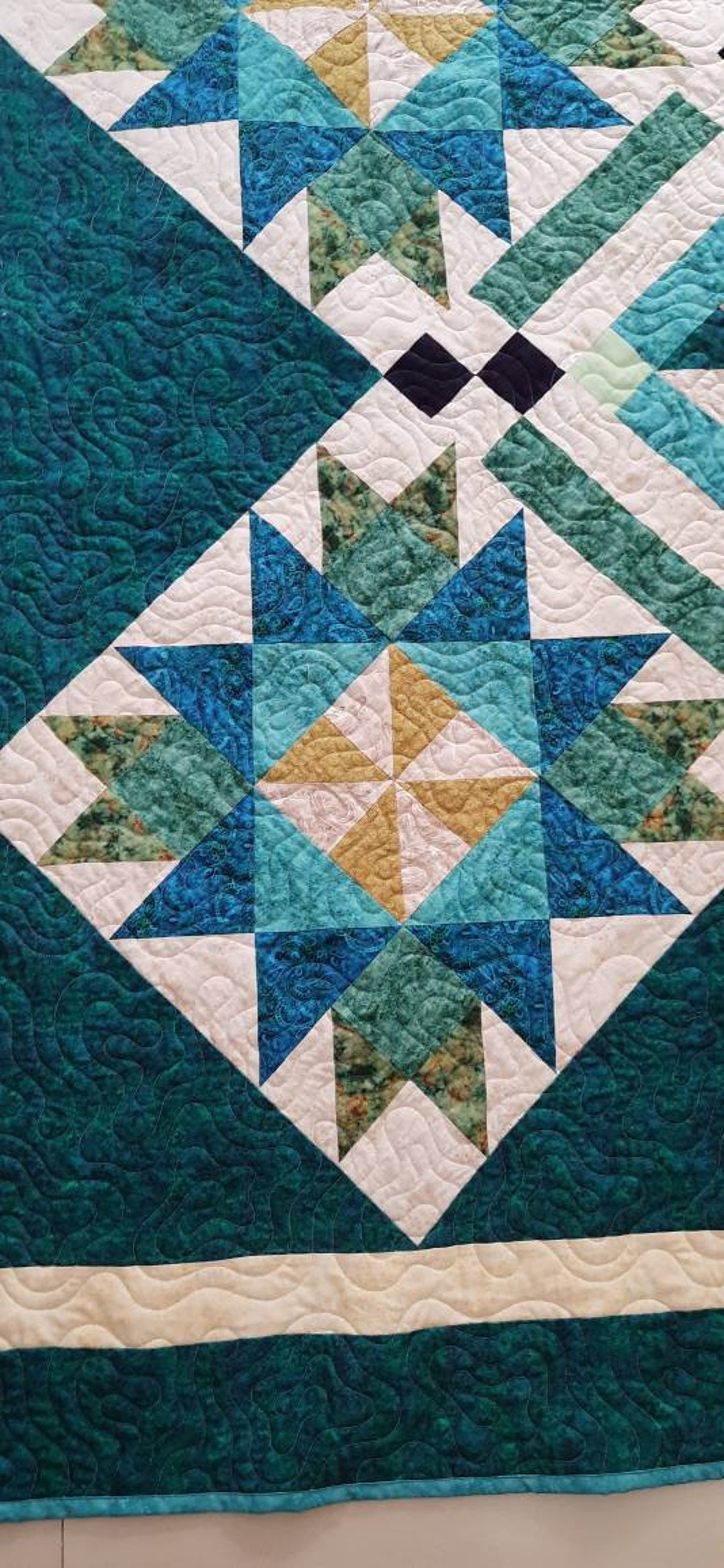 Queen Size Quilt Blue and Green Quilt Bed Quilt Custom - Etsy