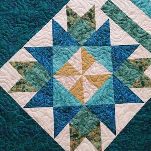 Queen Size Quilt Blue and Green Quilt Bed Quilt Custom - Etsy