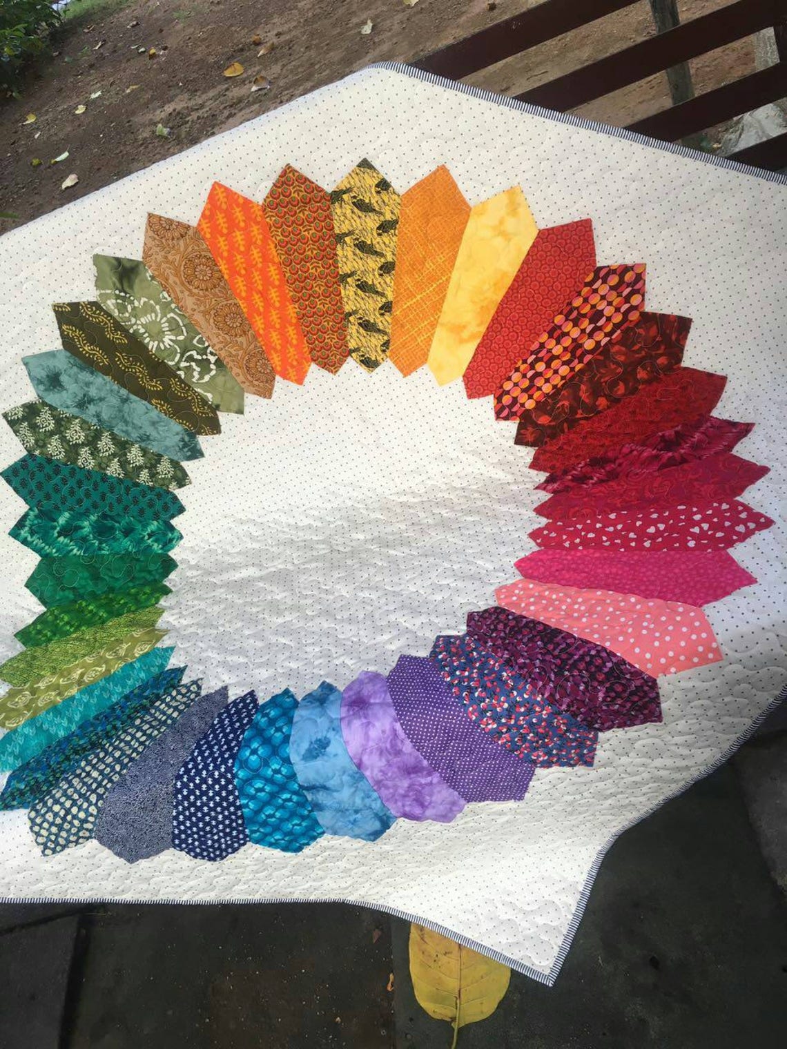 Rainbow Throw Quilt Modern Throw Color Wheel Quilt Couch - Etsy