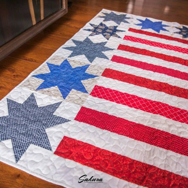 American Flag Quilt - Etsy