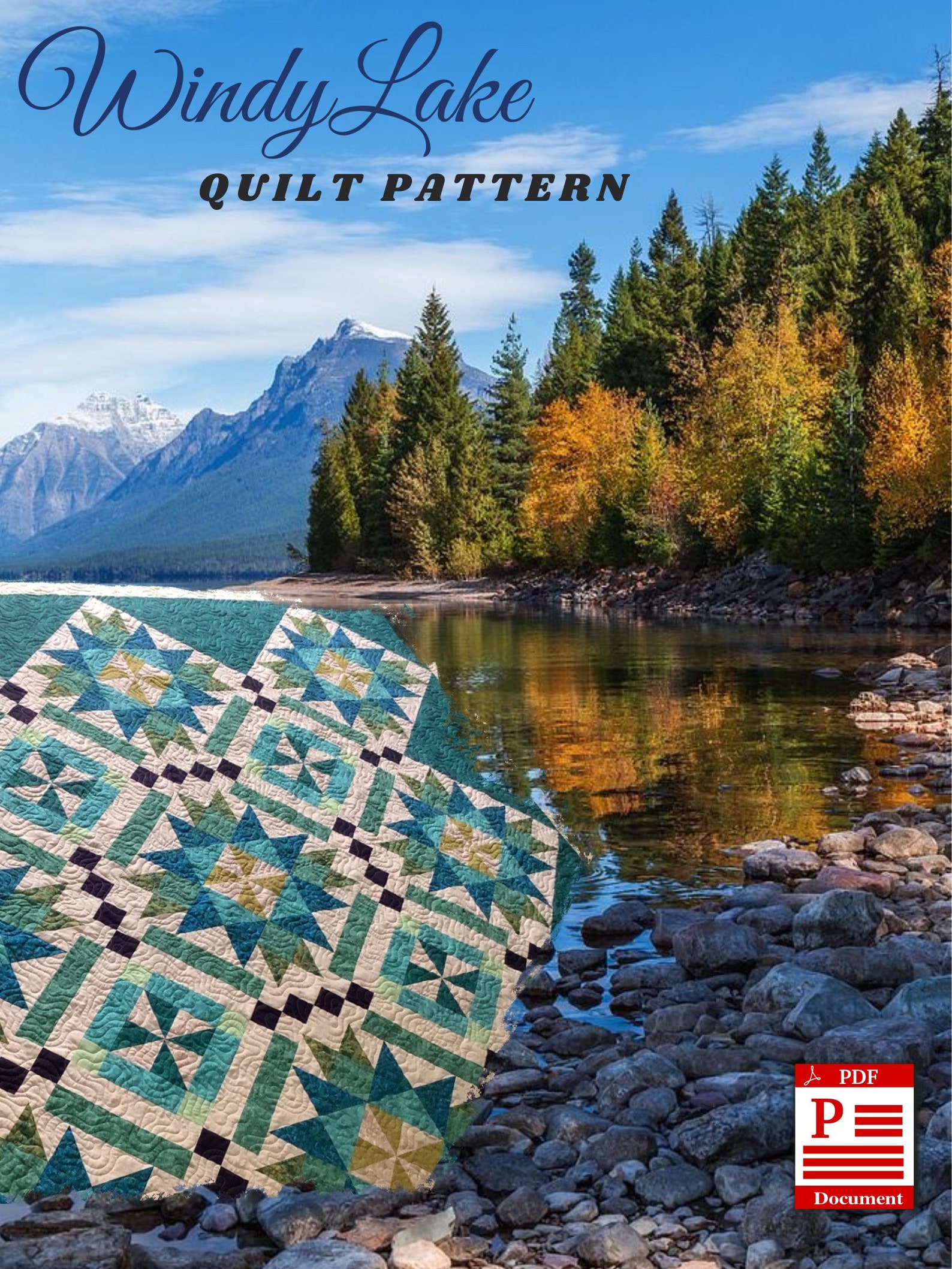 Windy Lake Quilt Pattern, Queen Size Quilt Pattern, Quilting Supply ...