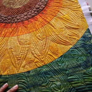 Sunflower Art Quilt. Wall Hanging. Wall Art Quilt. Contemporary Flower ...