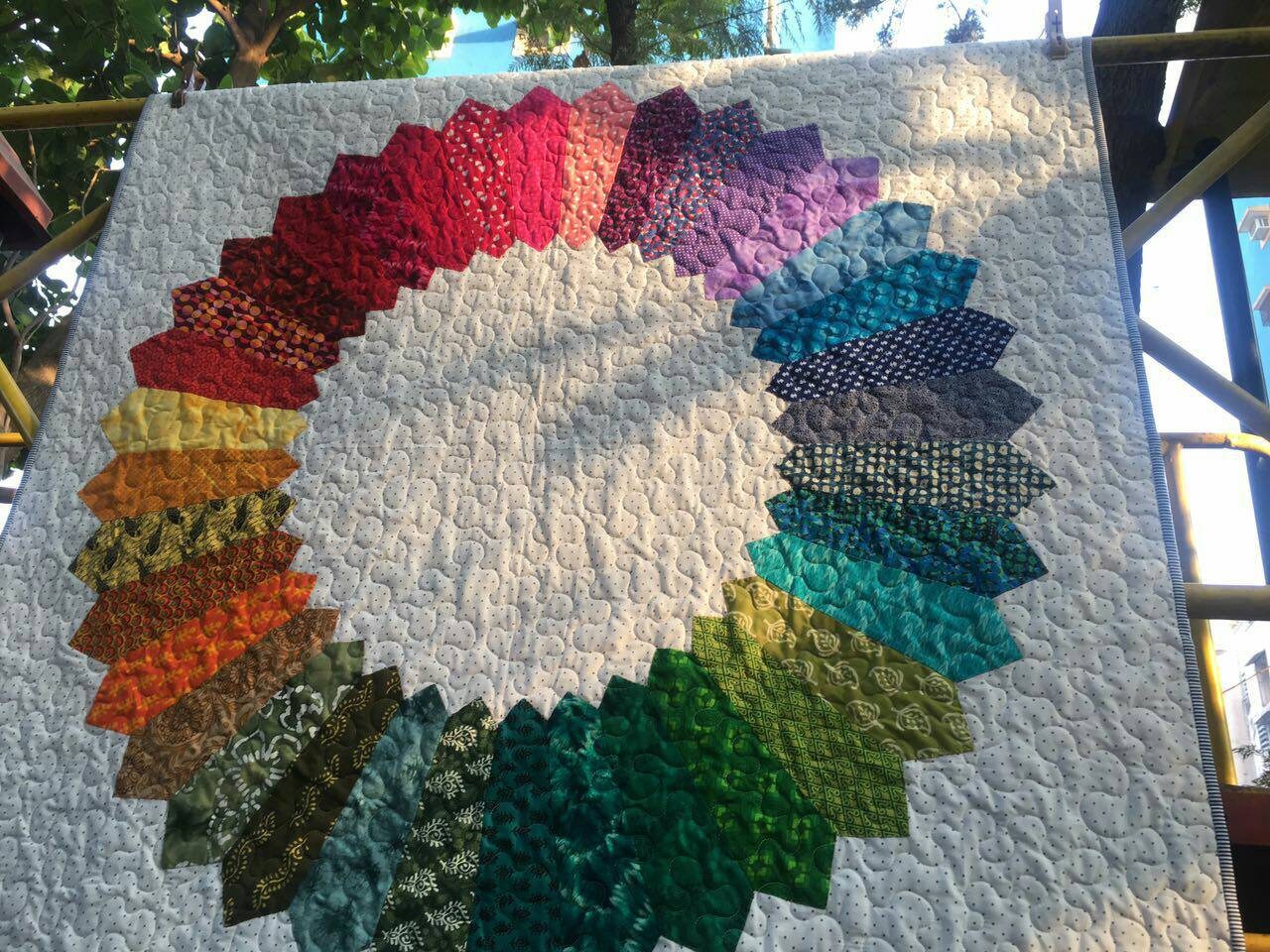 Rainbow Throw Quilt, Modern Throw, Color Wheel Quilt, Couch Throw Quilt ...
