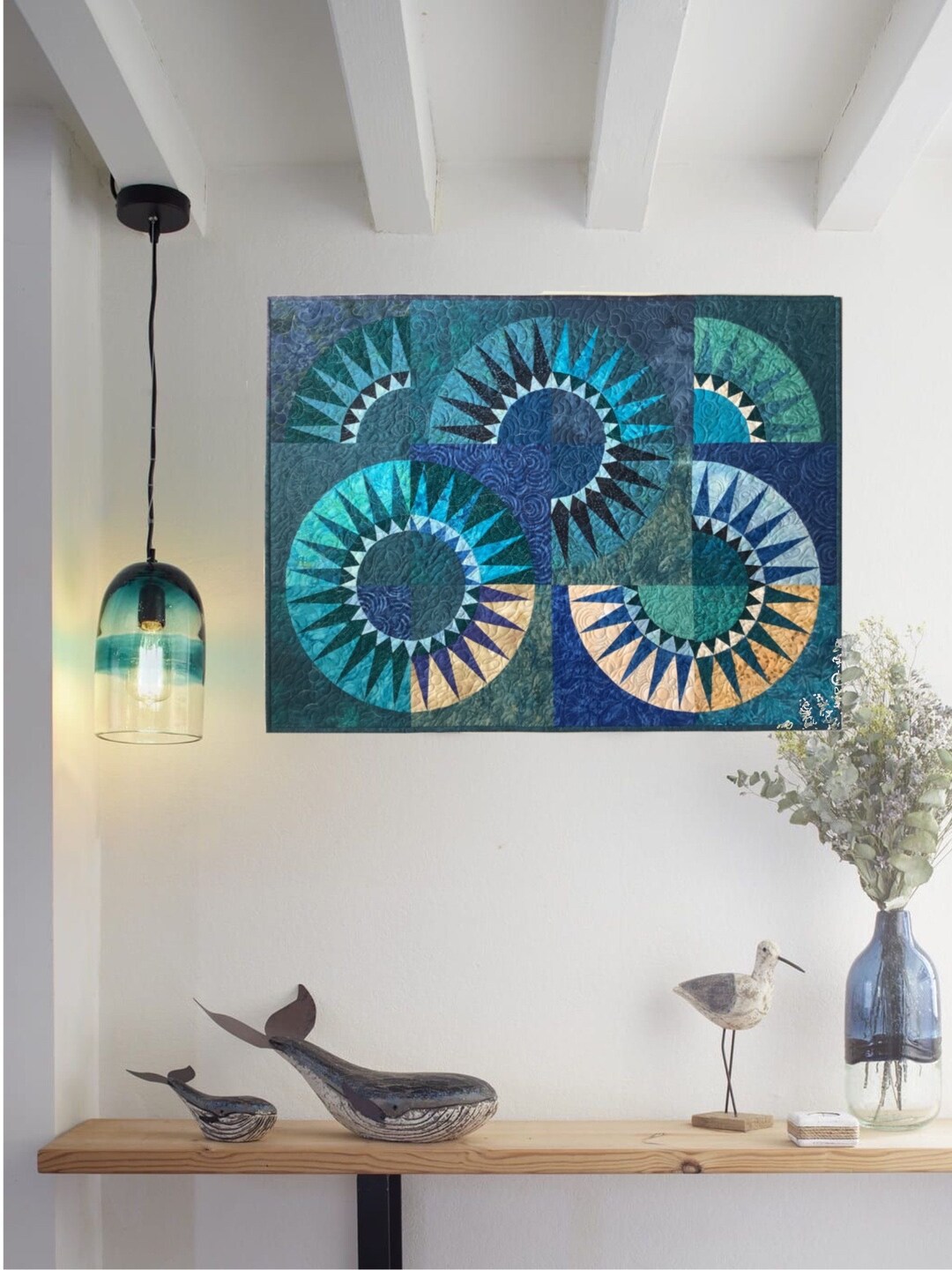 Ocean Waves Art, Wall Art Quilt, Fiber Art, New York Beauty Quilt ...