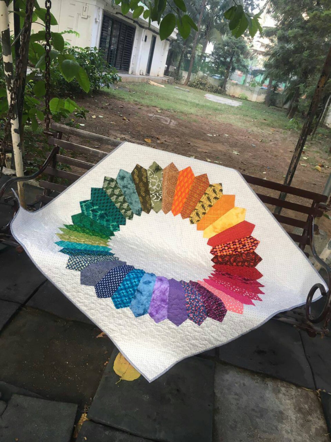 Rainbow Throw Quilt Modern Throw Color Wheel Quilt Couch - Etsy