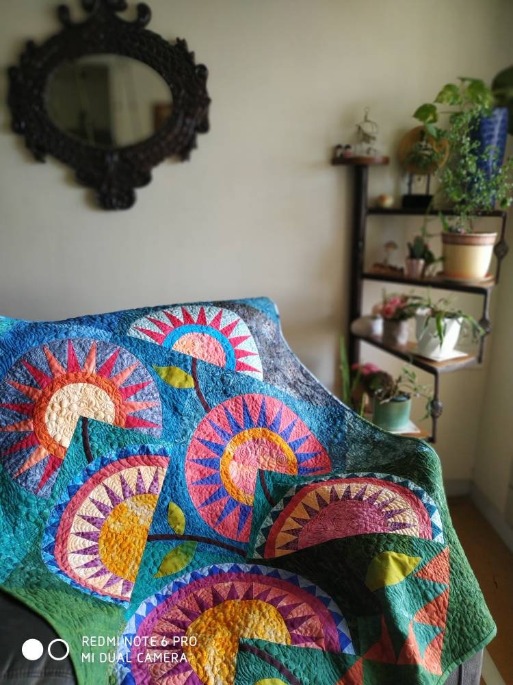 Wall art quilt colorful art quilt textile art contemporary | Etsy