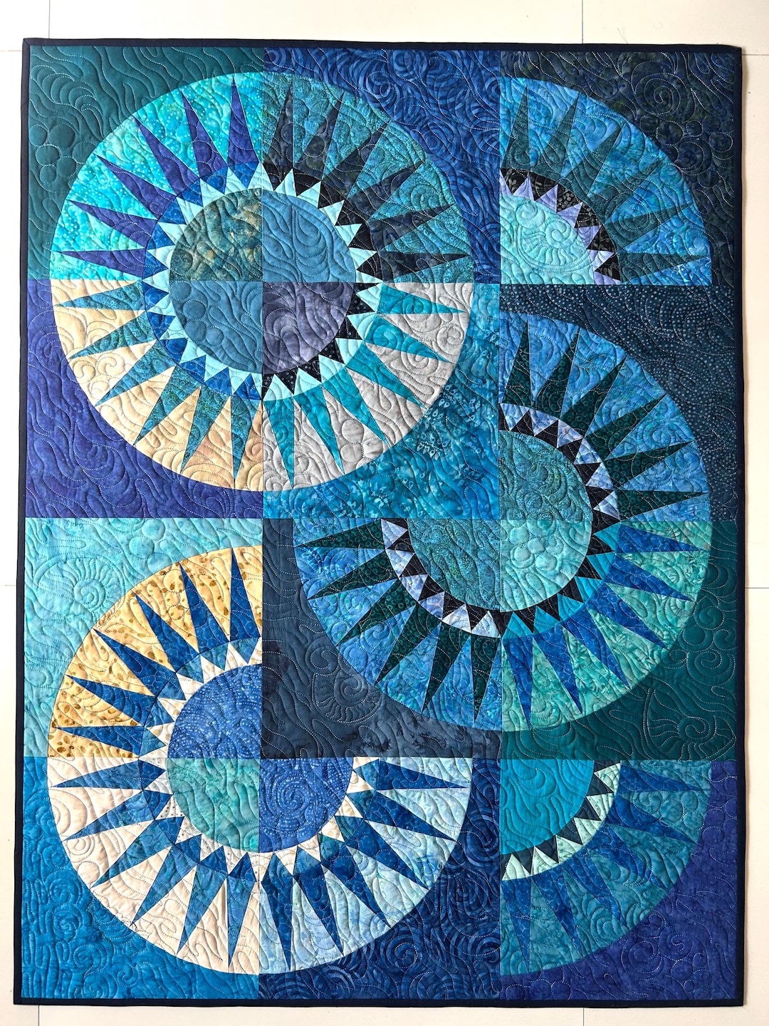 Ocean Waves Art, Wall Art Quilt, Fiber Art, New York Beauty Quilt ...