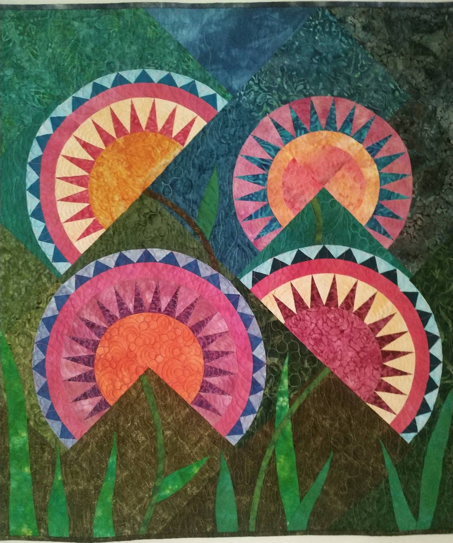 Wall Art Quilt Colorful Art Quilt Textile Art Contemporary - Etsy