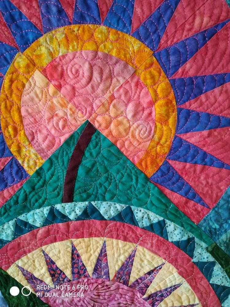 Wall art quilt colorful art quilt textile art contemporary | Etsy