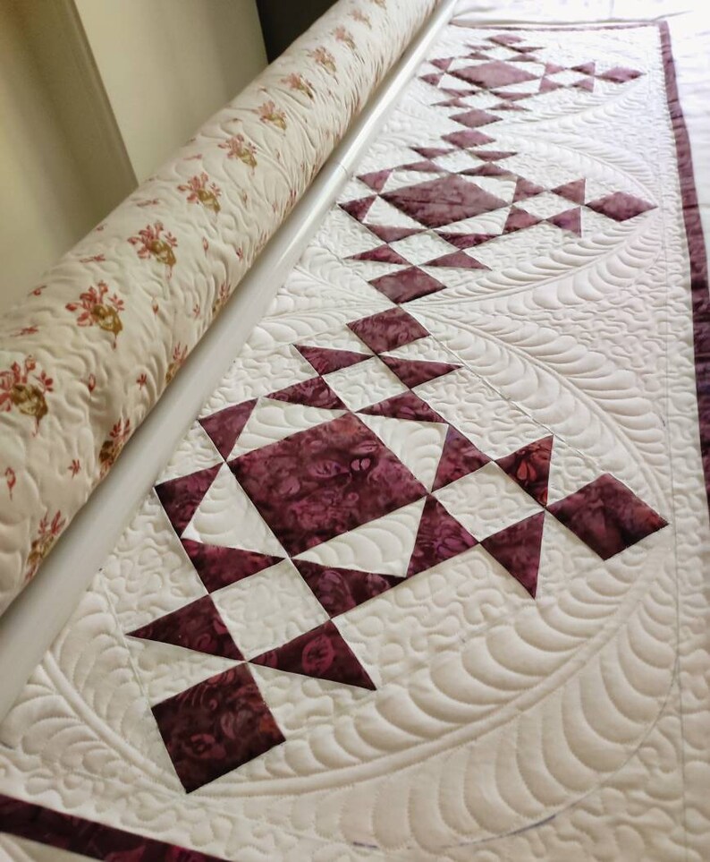 Wine Colour Quilt, Full Size Quilt, Handmade Patchwork Quilt, Homemade ...
