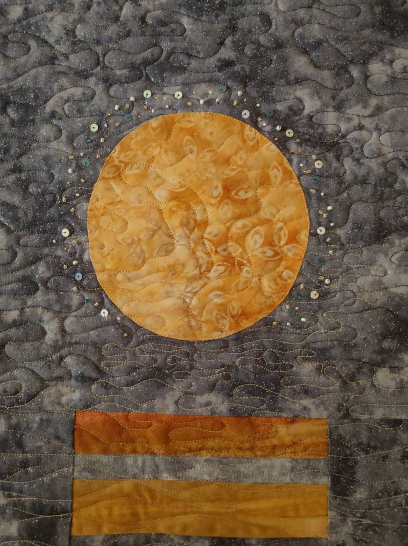 Lunar Wall Art, Moon Reflection Art, Moon Wall Quilt, Art Tapestry ...