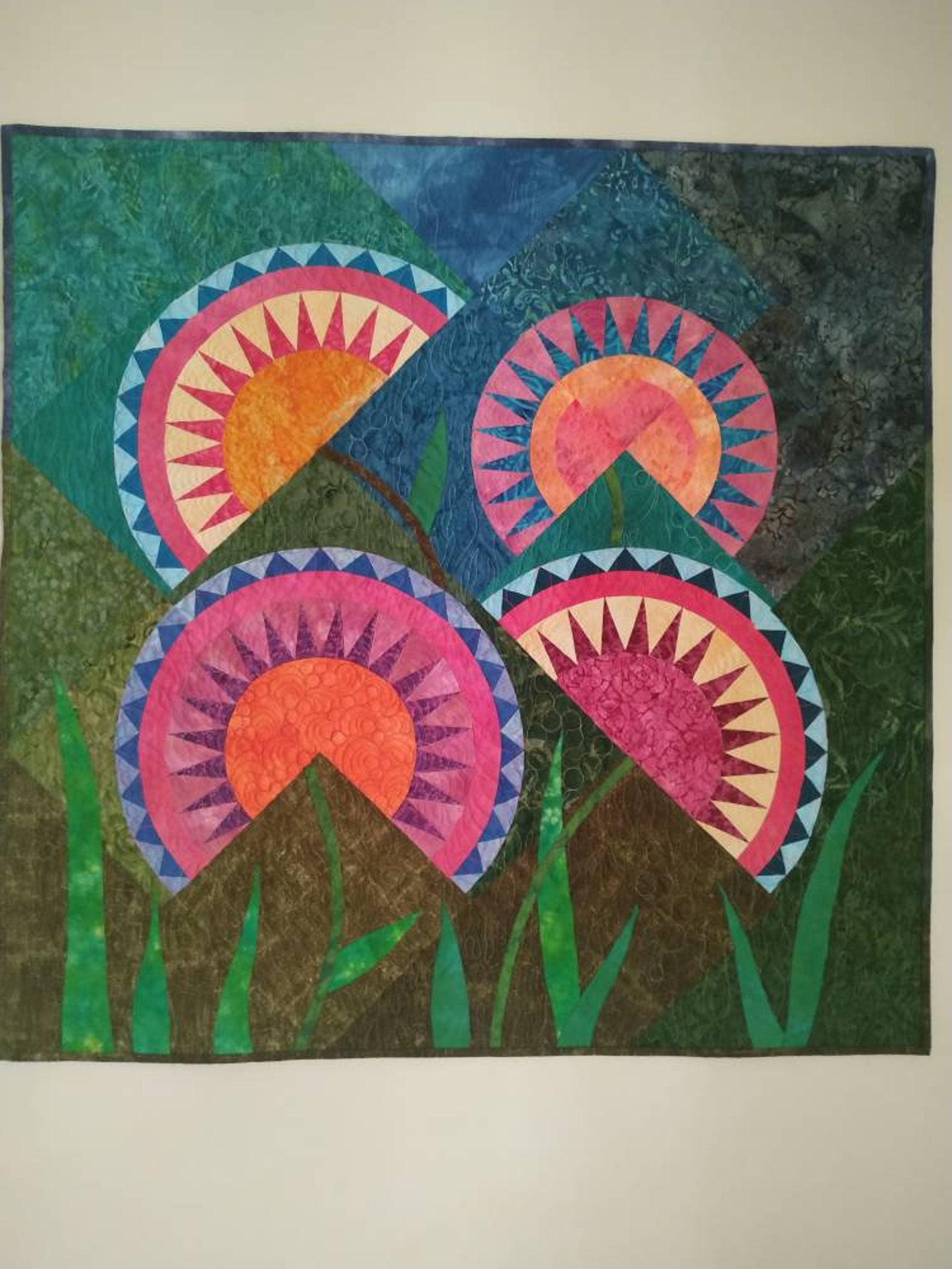 Wall Art Quilt Colorful Art Quilt Textile Art Contemporary | Etsy