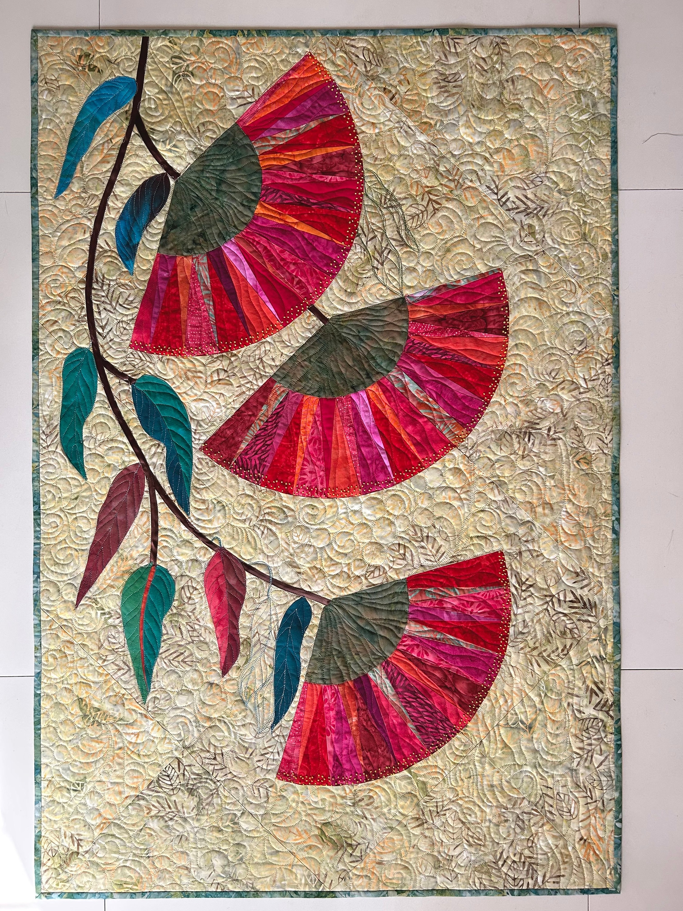 Australian Gumnut Flower, Eucalyptus Flower Art, Quilted Fiber Wall Art ...