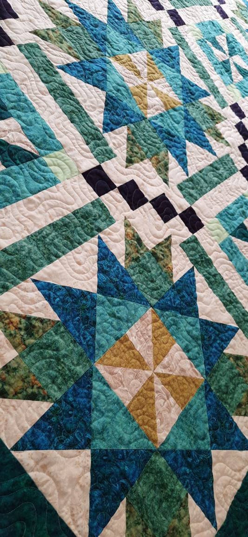 Queen Size Quilt Blue and Green Quilt Bed Quilt Custom - Etsy