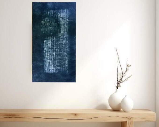 Handmade Shibori Indigo Blue Wall Art Hanging Tapestry " Half Sunburst ...