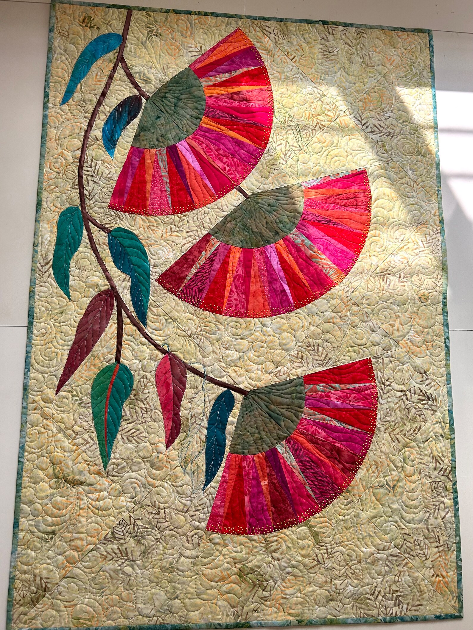 Australian Gumnut Flower, Eucalyptus Flower Art, Quilted Fiber Wall Art ...