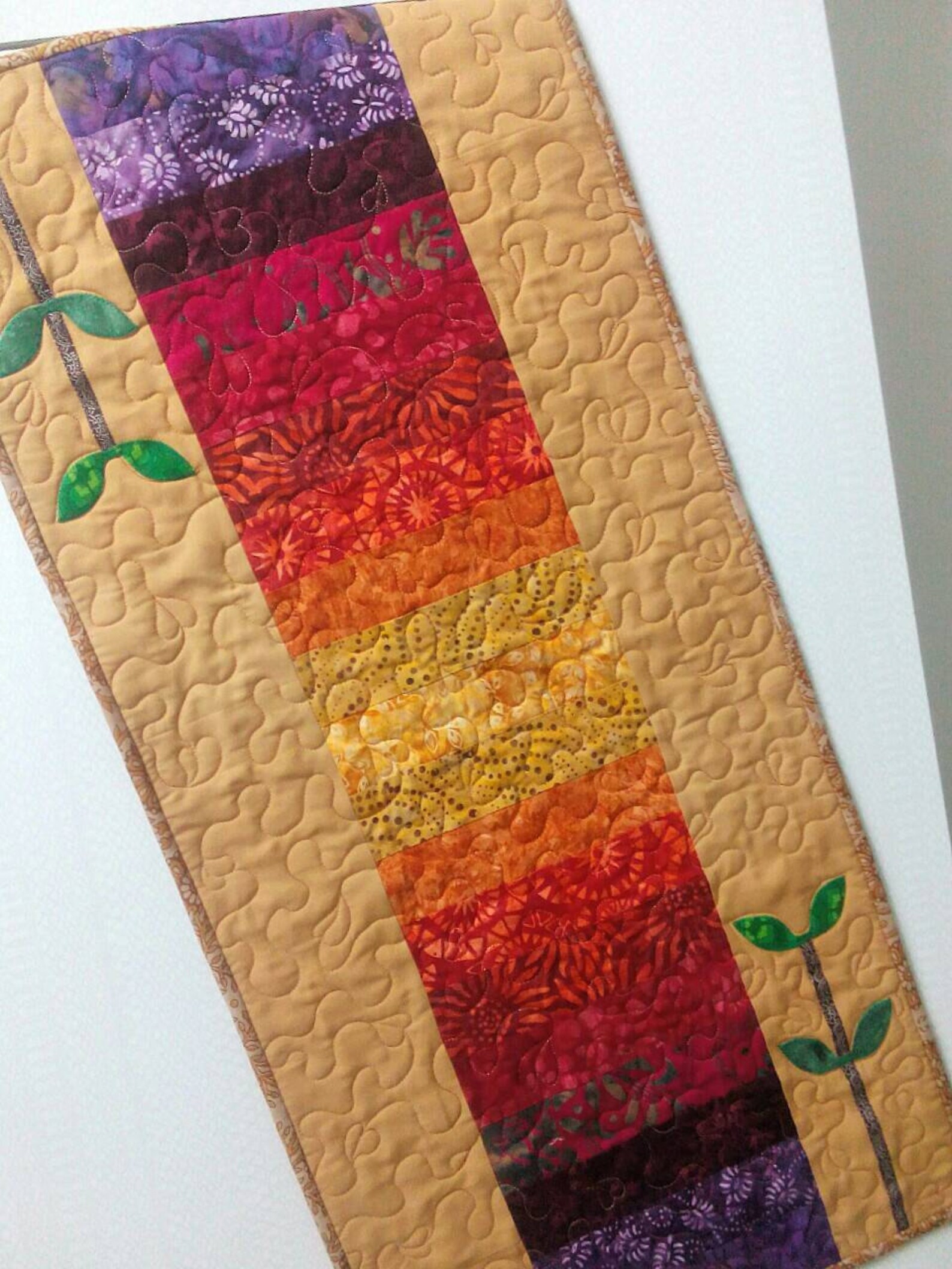 Quilted Batik Table Runner. Ombre Quilt. Quilted Wall Hanging. - Etsy