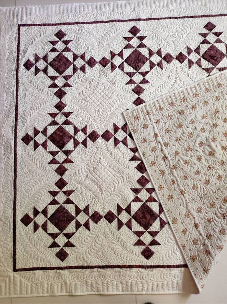 Wine Colour Quilt, Full Size Quilt, Handmade Patchwork Quilt, Homemade ...