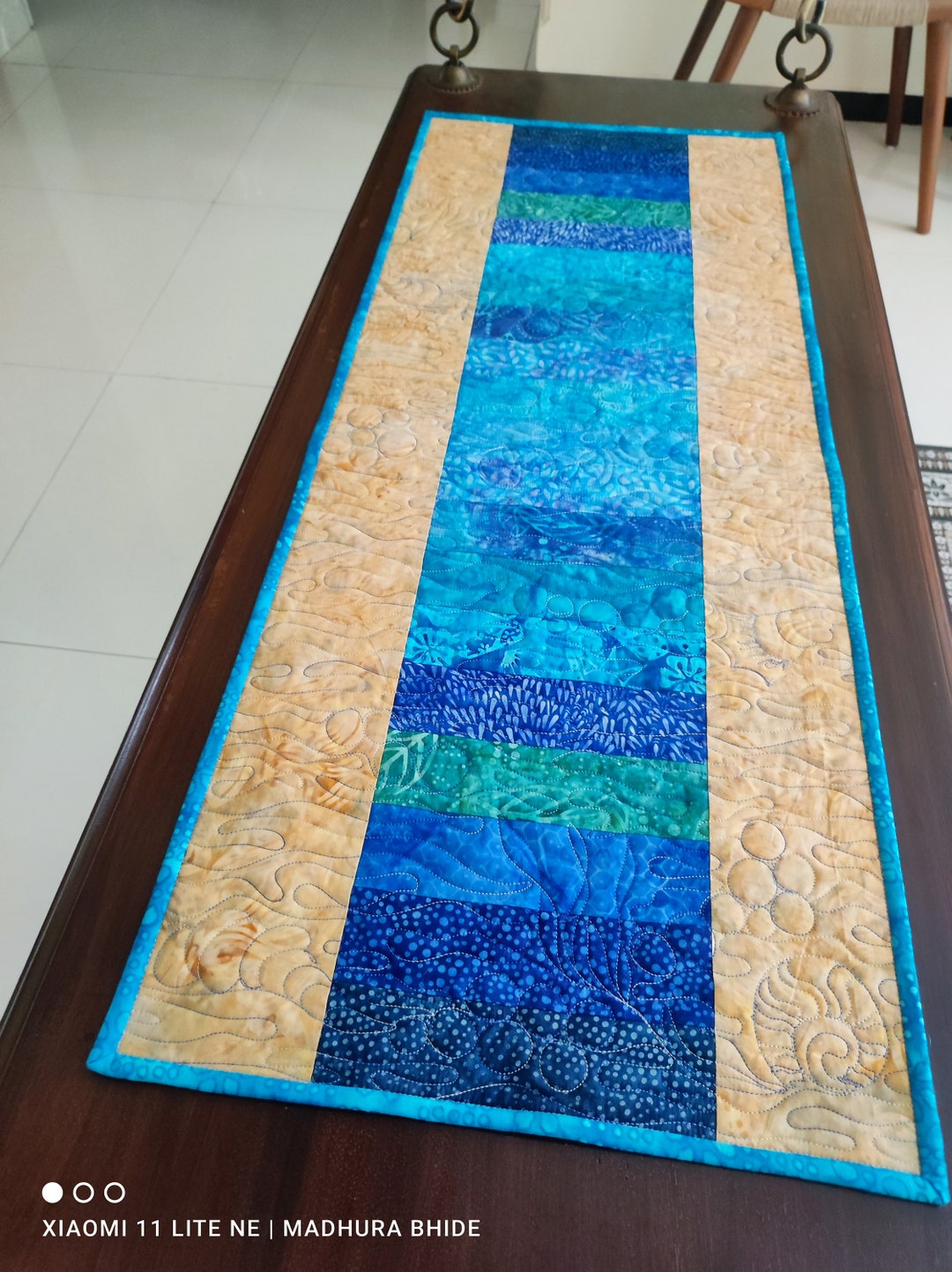 Ocean Table Runner - Nautical Decor - Blue Table Decoration - Quilted ...