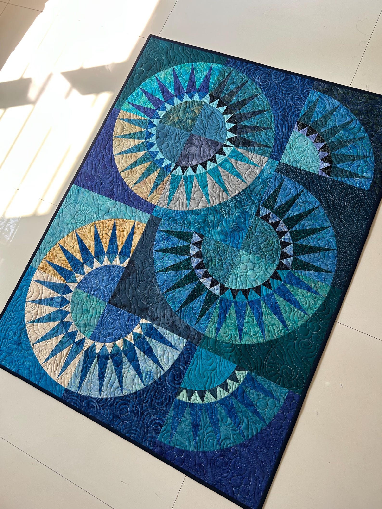 Ocean Waves Art, Wall Art Quilt, Fiber Art, New York Beauty Quilt ...