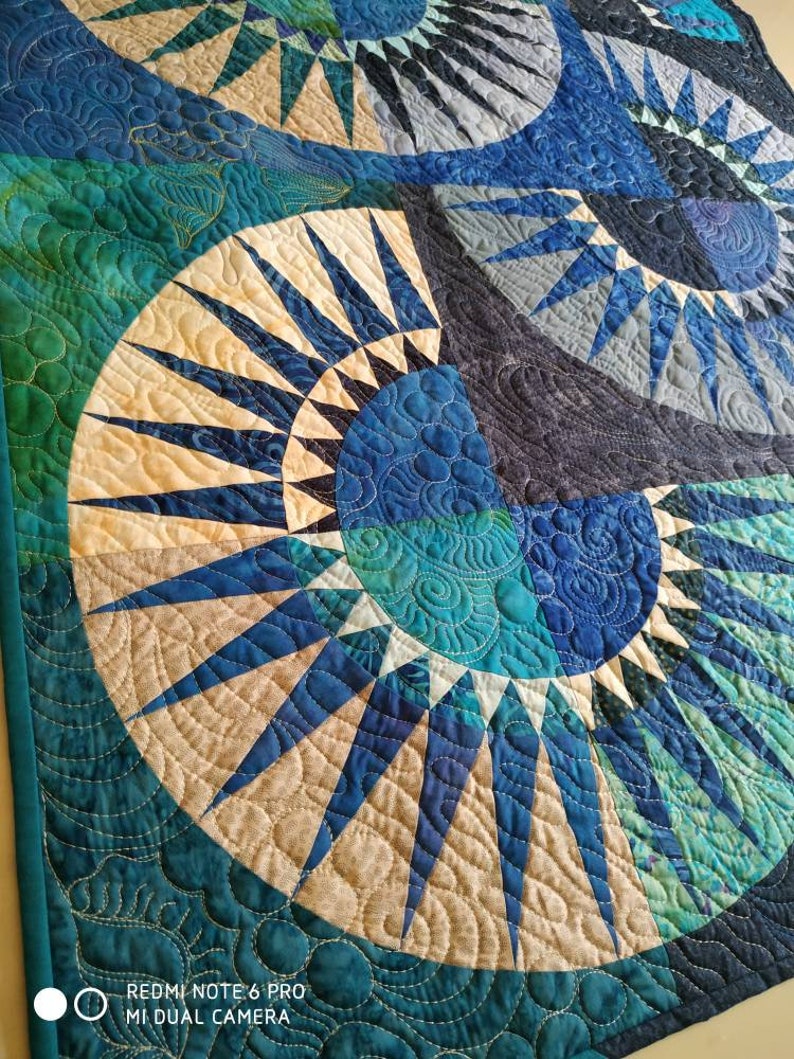 Ocean waves art wall art quilt fiber art new york beauty | Etsy