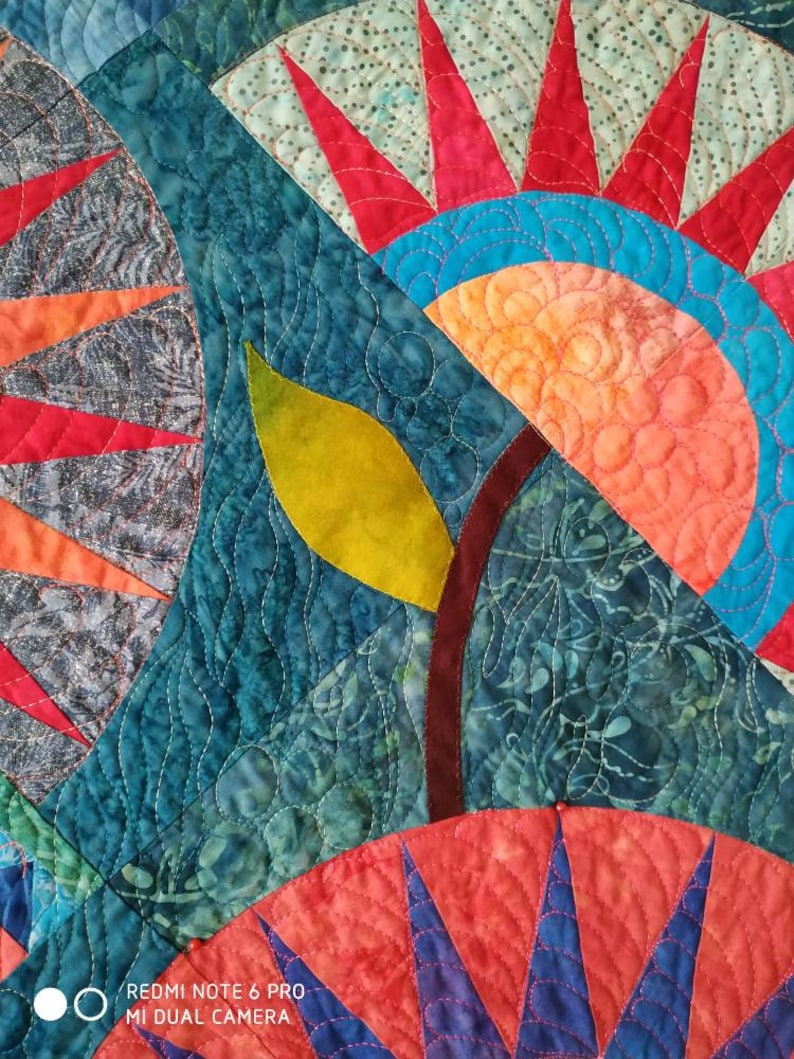 Wall art quilt colorful art quilt textile art contemporary | Etsy