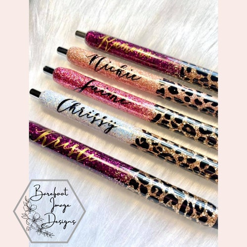 Leopard Glitter Pen/ Gel Epoxy Pens/ Custom Pens - Etsy