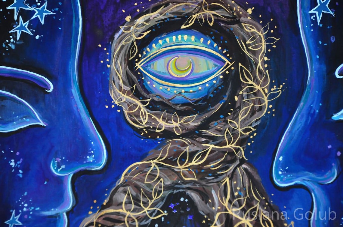 Art Print Cernunnos Horned God Spiritual Art Moon Goddess | Etsy