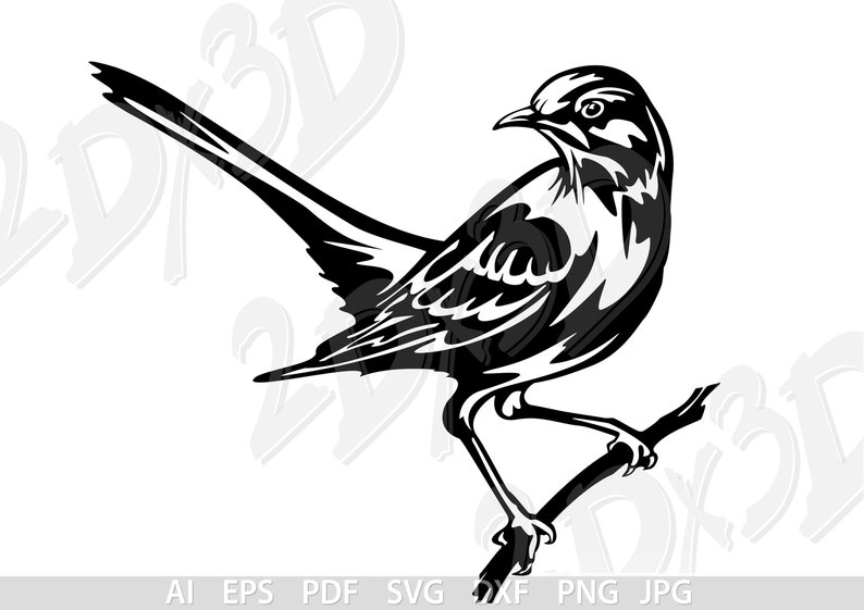 Vector BIRD Mockingbird Ai Eps Pdf Svg Dxf Png Jpg | Etsy