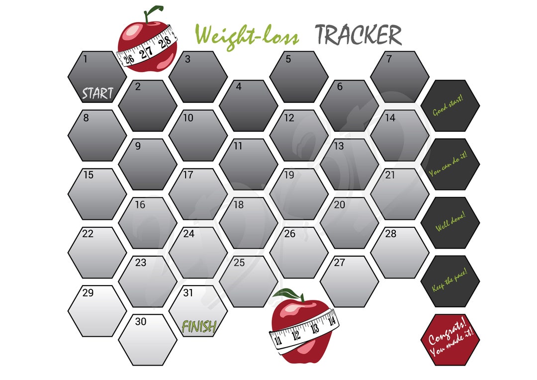 VECTOR Weight Loss TRACKER, Printable Files, Ai, Eps, Pdf, Svg, Png ...
