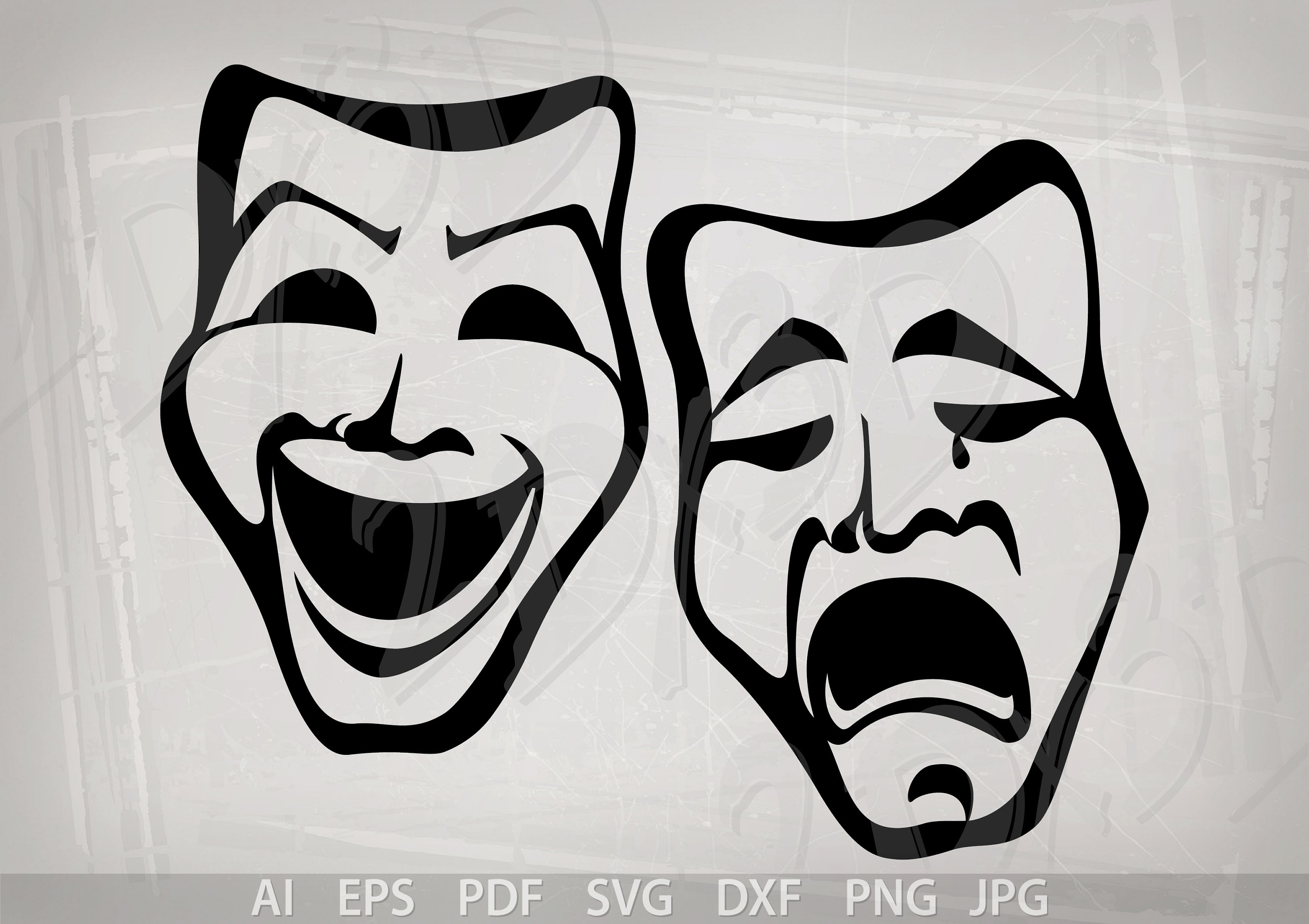 Vector THEATRICAL MASKS Svg Pdf Ai Eps Dxf Png Jpg Download Files ...