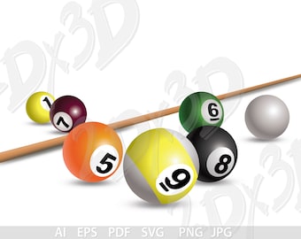 Vector BILLIARD BALLS SVG Ai Eps Png Pdf Jpg Download | Etsy