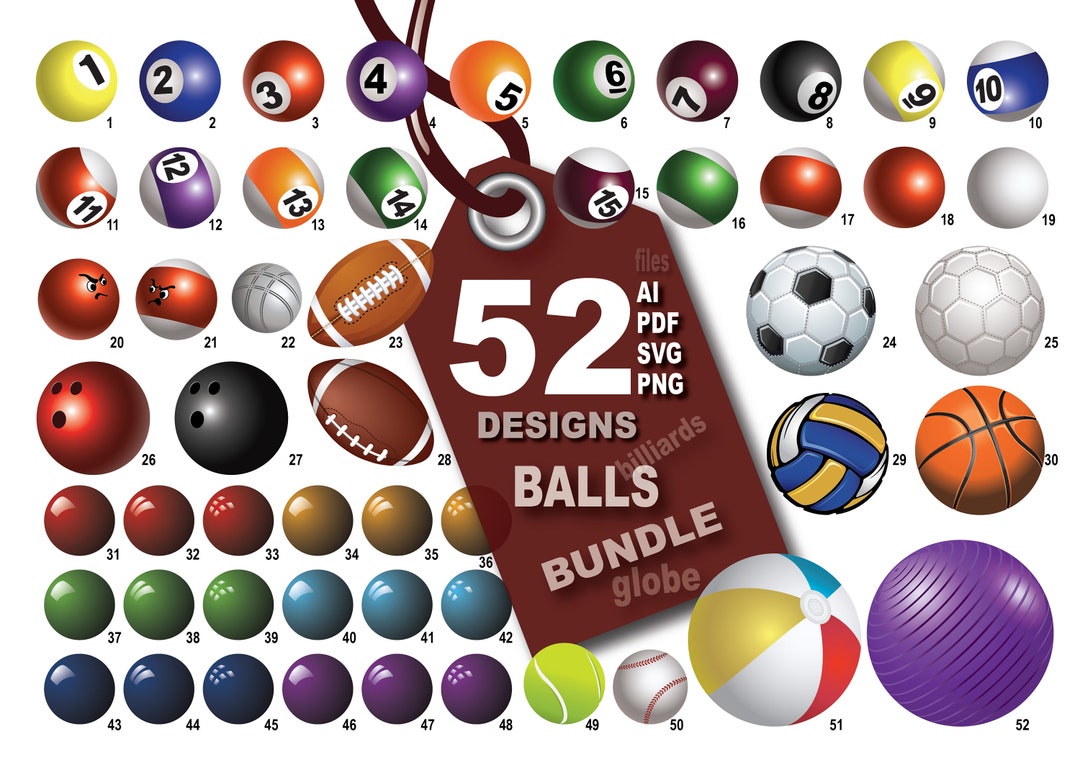 52 Balls Vector Graphics Bundle (ai, Pdf, Png, Svg) - Etsy