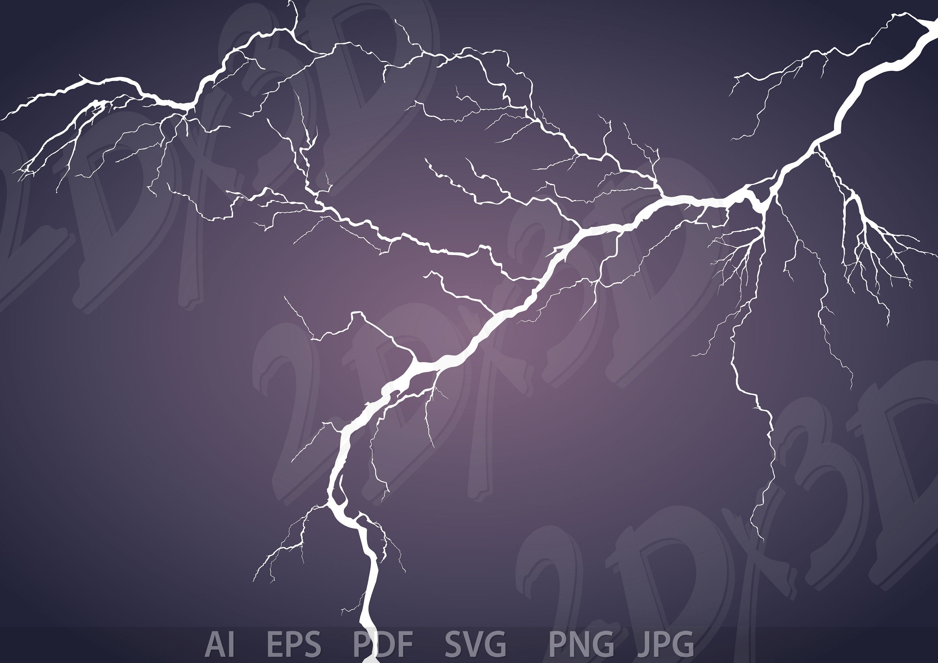 Lightning Bolt Vector Art: SVG, PNG, PDF Files (digital Download) - Etsy