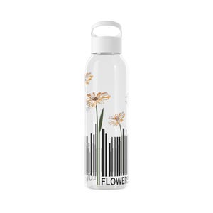 Barcode Love Flowers Colored Sky Transparent Water Bottle Floral Slim ...