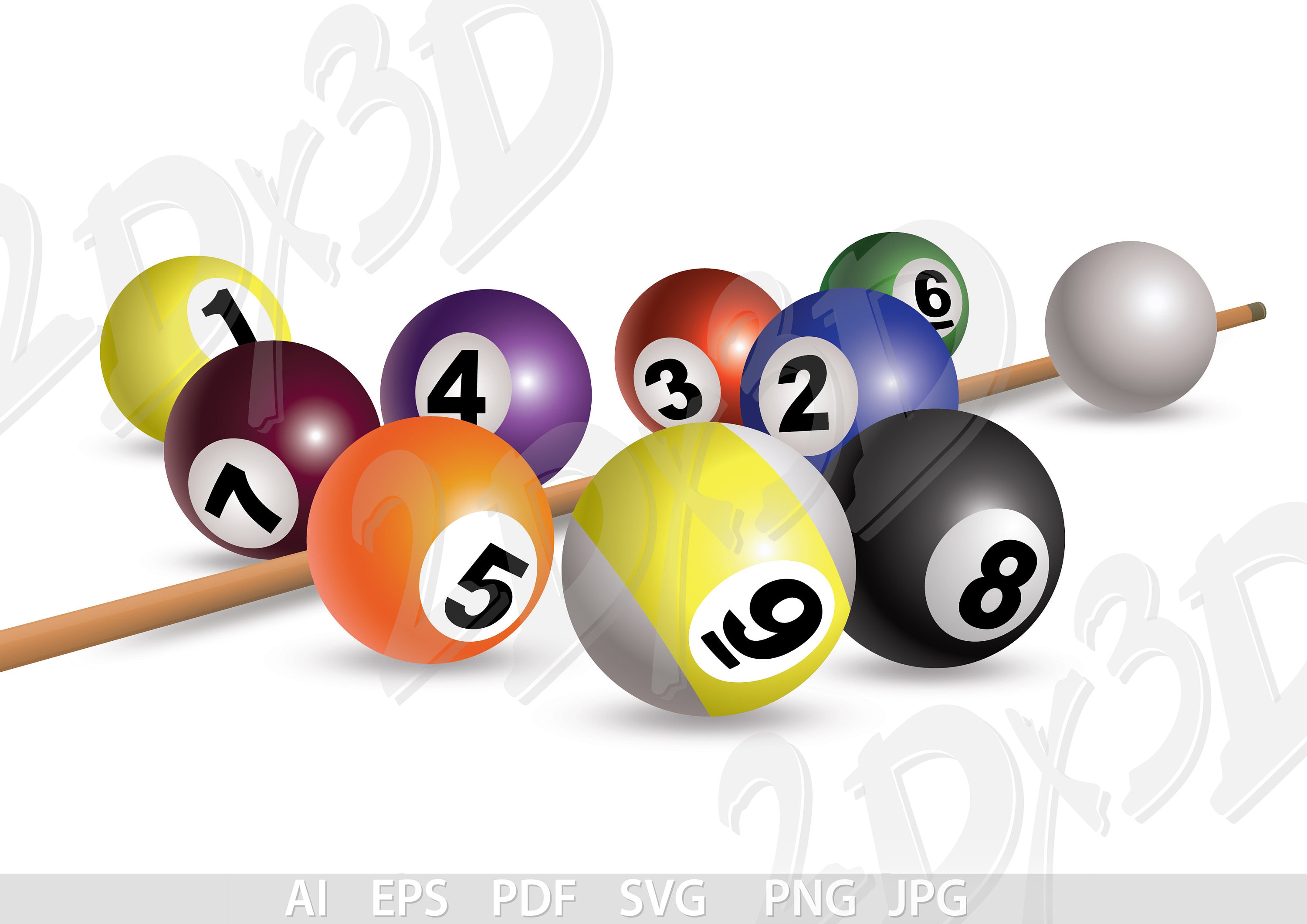 Vector BILLIARD 9 BALLS SVG Ai Eps Png Pdf Jpg Download | Etsy Canada