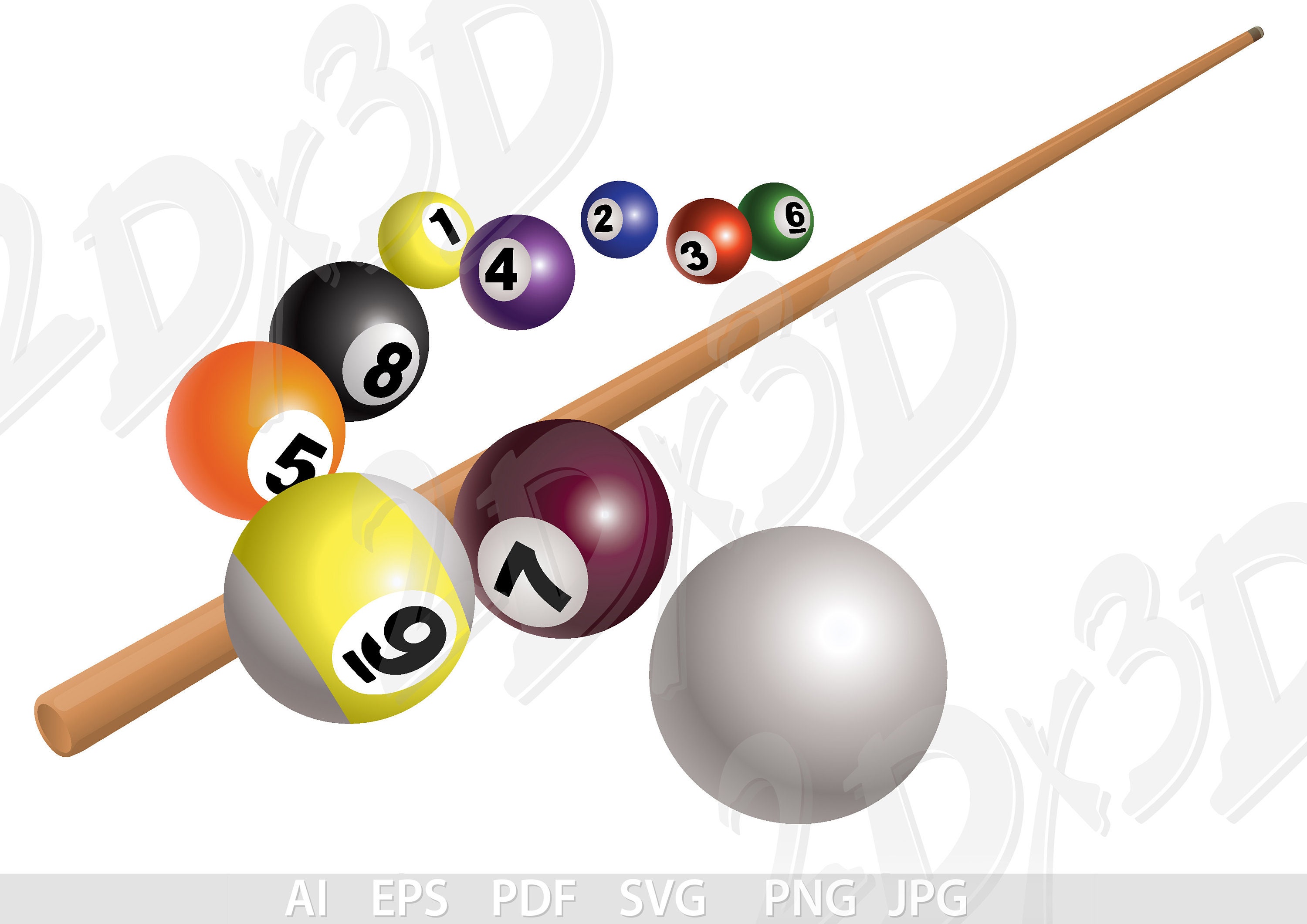 Billiard 9 Balls Vector Image (digital Download) - Etsy