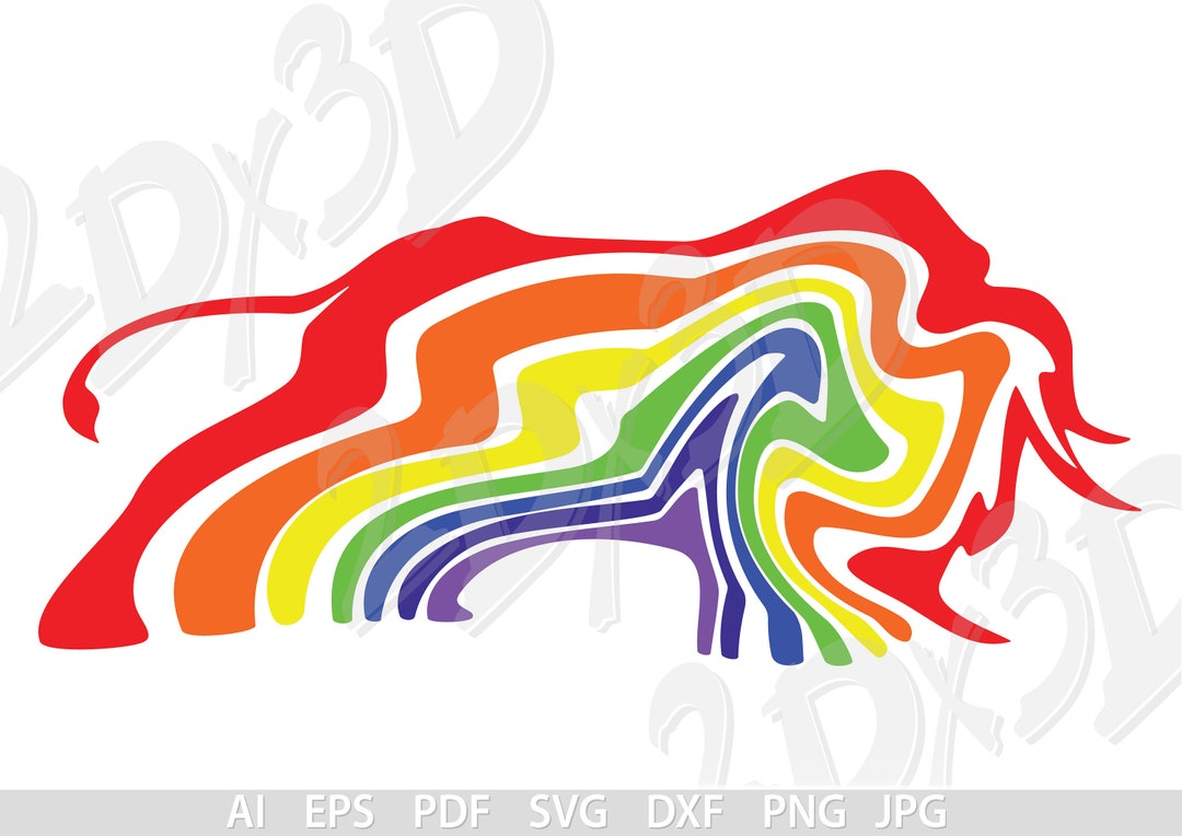 Vector RAINBOW Bull, AI, Eps, Pdf, Png, Svg, Dxf, Jpg Download Files ...