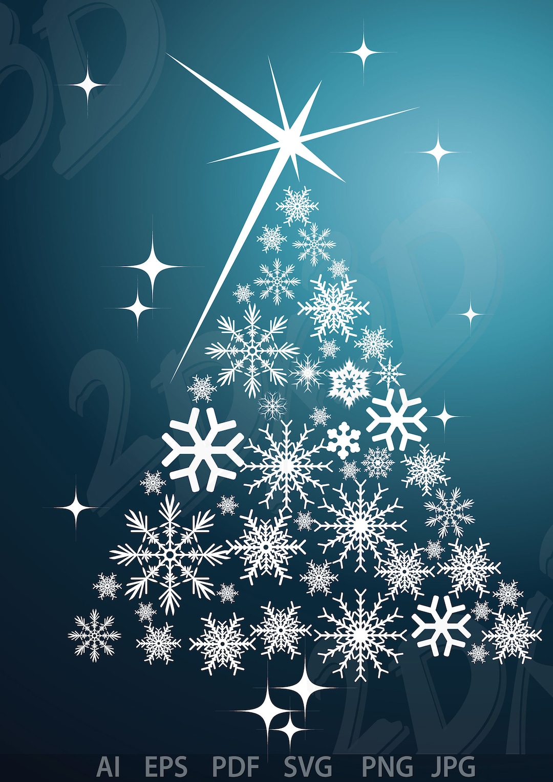 Snowflake Christmas Tree Vector Graphics (digital Download) - Etsy