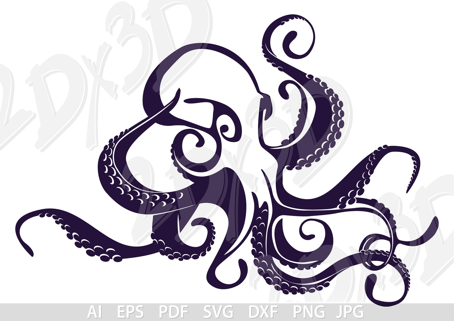 Vector OCTOPUS Ai Eps Png Pdf Svg Dxf Jpg Download - Etsy