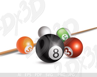 Vector BILLIARD BALLS SVG Ai Eps Png Pdf Jpg Download | Etsy
