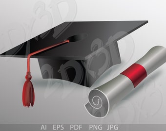 Vector GRADUATION HAT AI Eps Pdf Svg Dxf Png Jpg - Etsy
