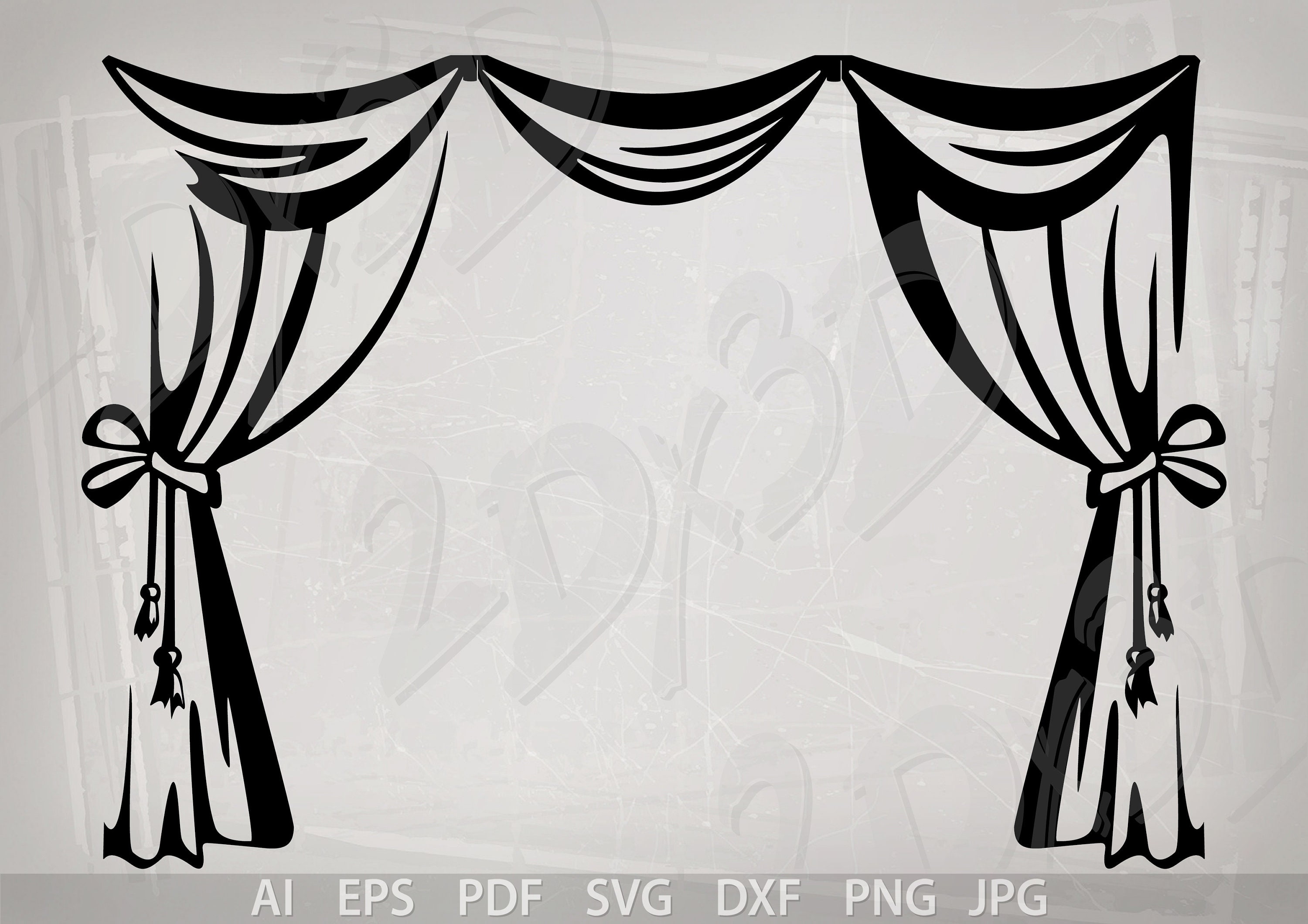Vector STAGE CURTAINS Svg Pdf Ai Eps Dxf Png Jpg Download | Etsy