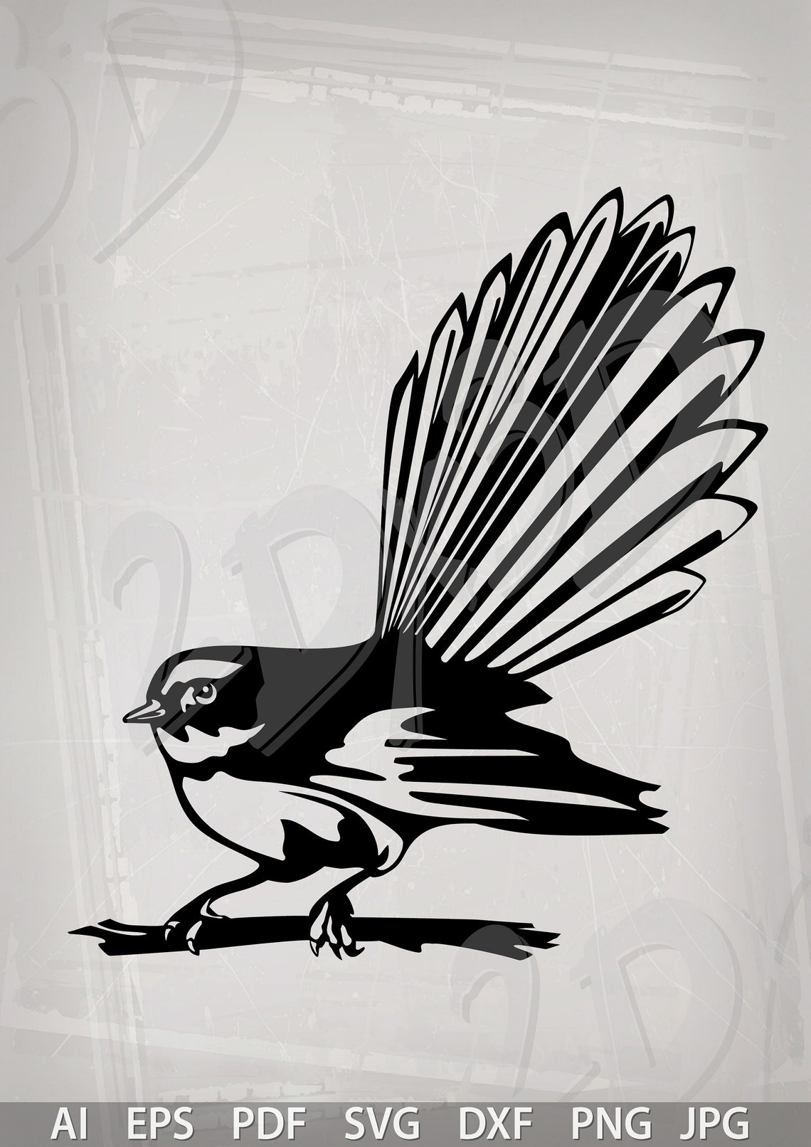 Vector BIRD FANTAIL New Zealand Svg Ai Eps Pdf Dxf Png Jpg - Etsy