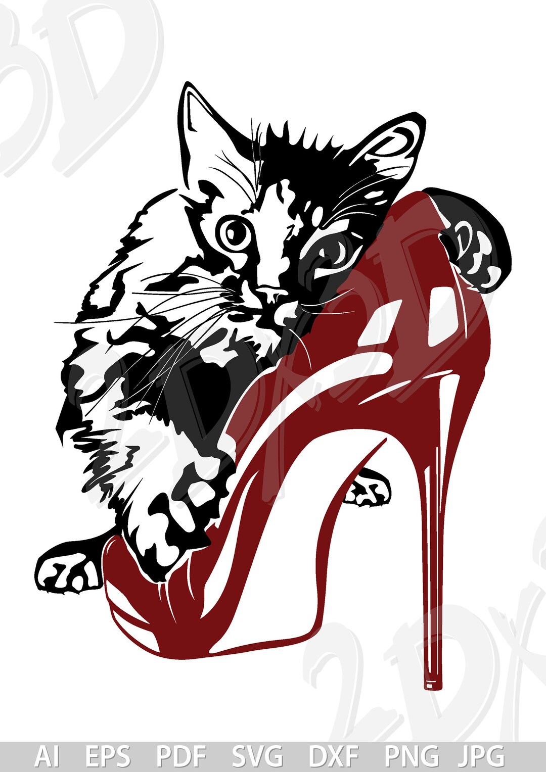 Vector CAT With LUXURY SHOE, High Heels, Ai, Eps, Pdf, Svg, Dxf, Png ...