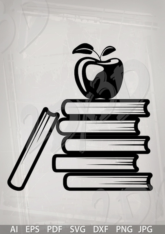 Vector BOOKS and Apple PDF SVG Ai Eps Png Jpg Download - Etsy
