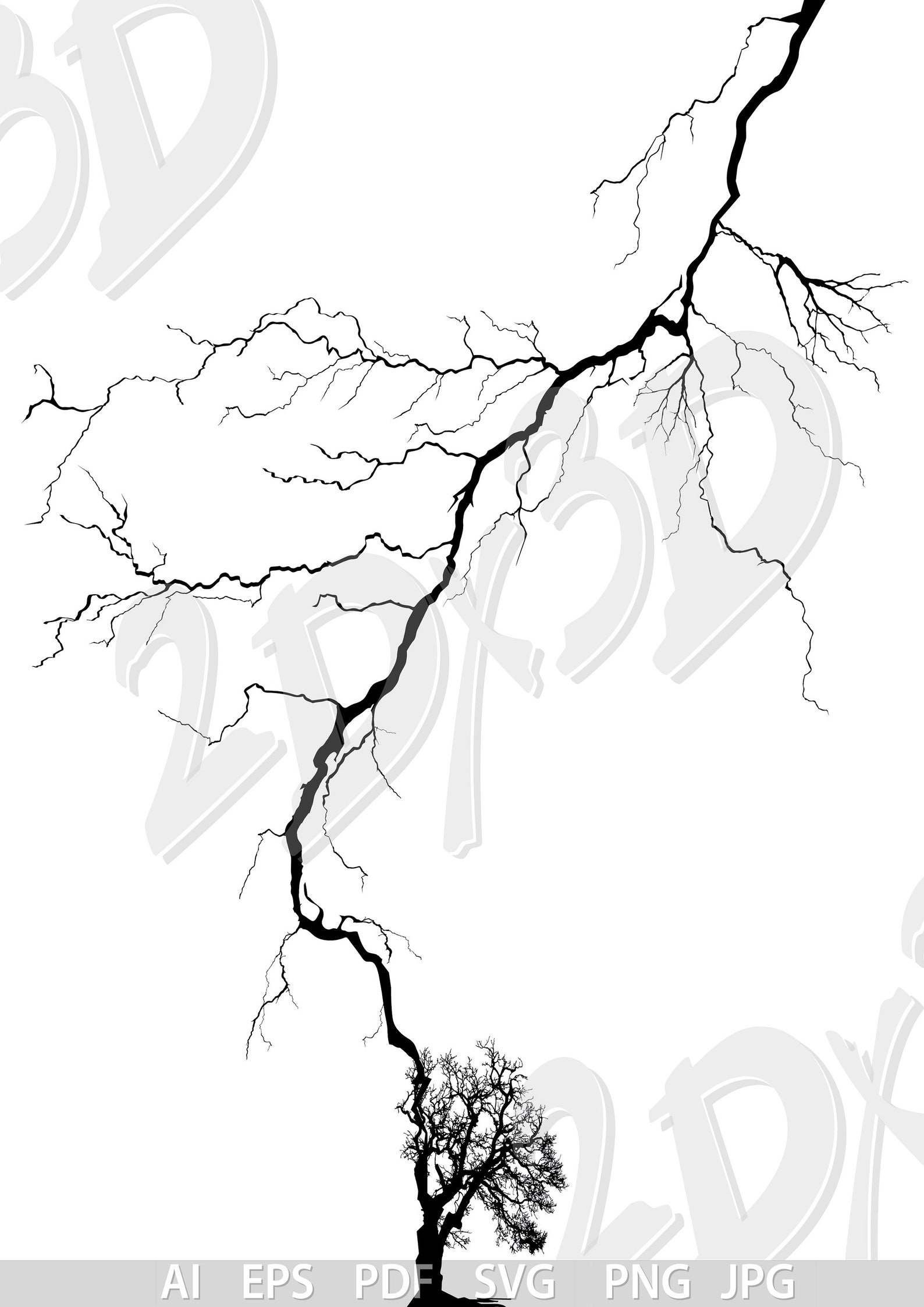 Vector LIGHTENING BOLTS and Tree SVG Ai Eps Pdf Png Jpg | Etsy