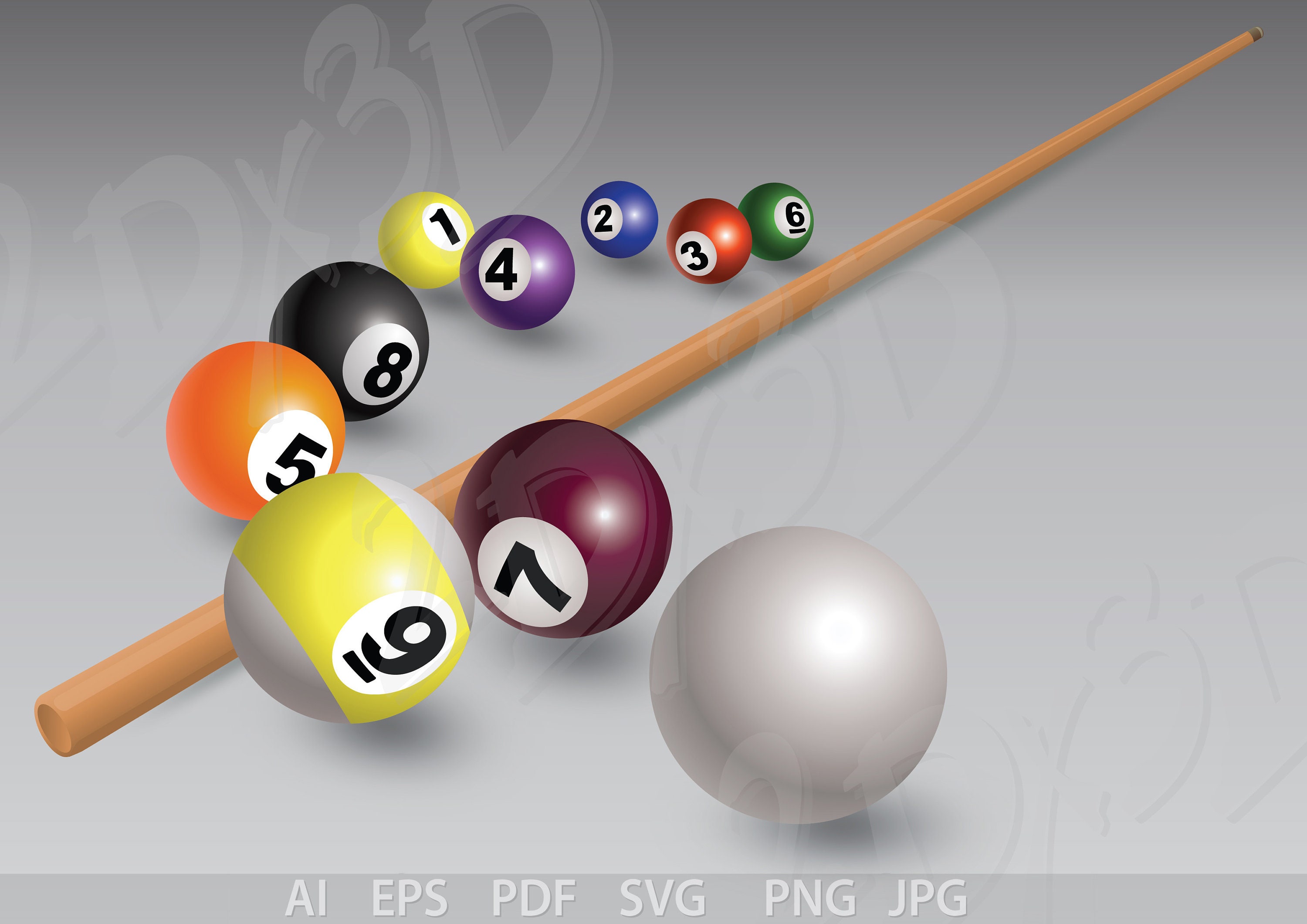 Billiard 9 Balls Vector Image (digital Download) - Etsy