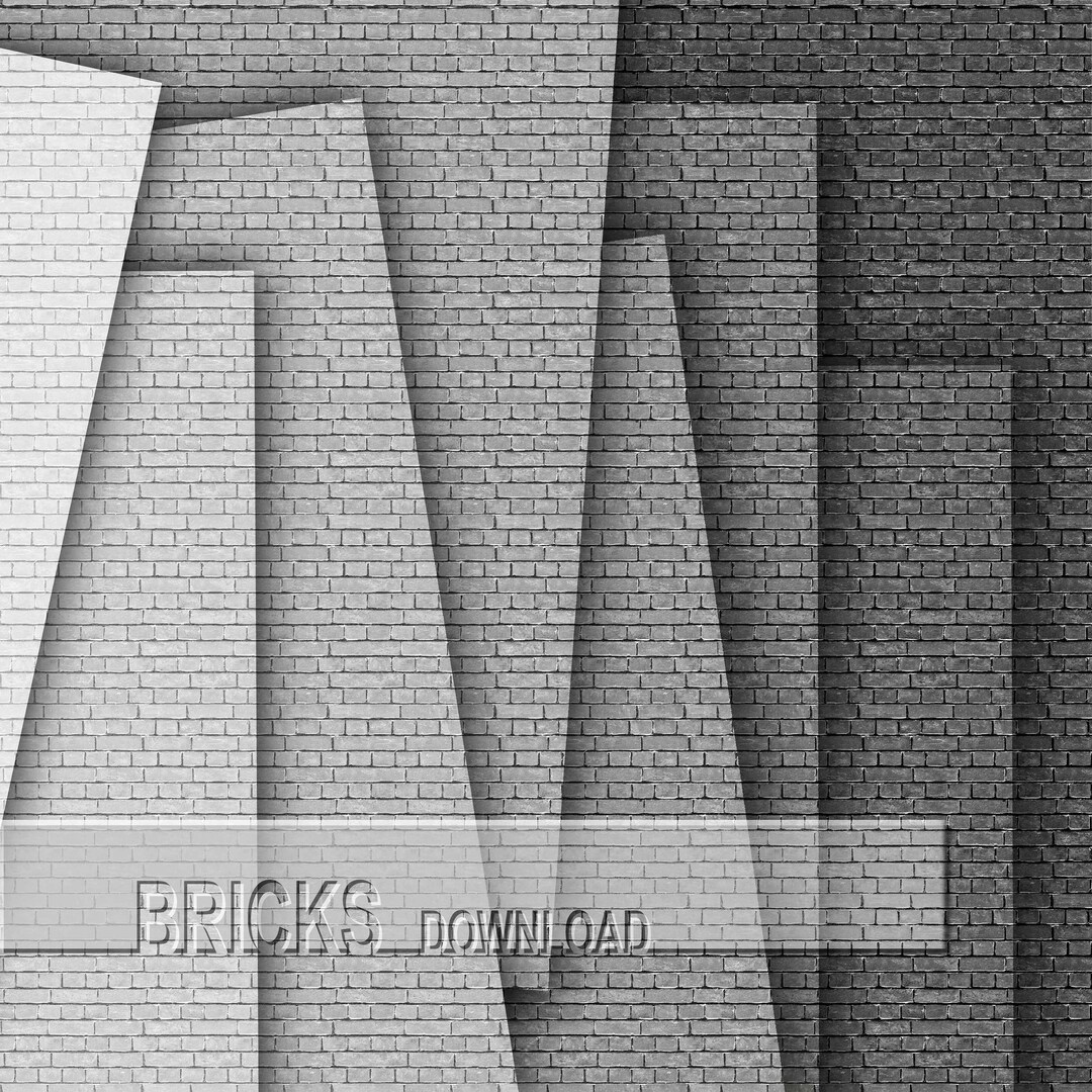 BRICKS in Gray, DIGITAL TEXTURES, 30x30cm, Set of 8, Personal or ...